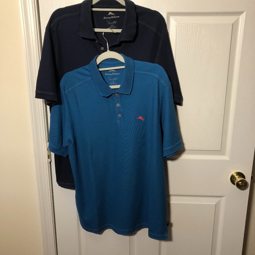 Tommy Bahamas Supima Cotton--Two Polo Shirts, L - Gem